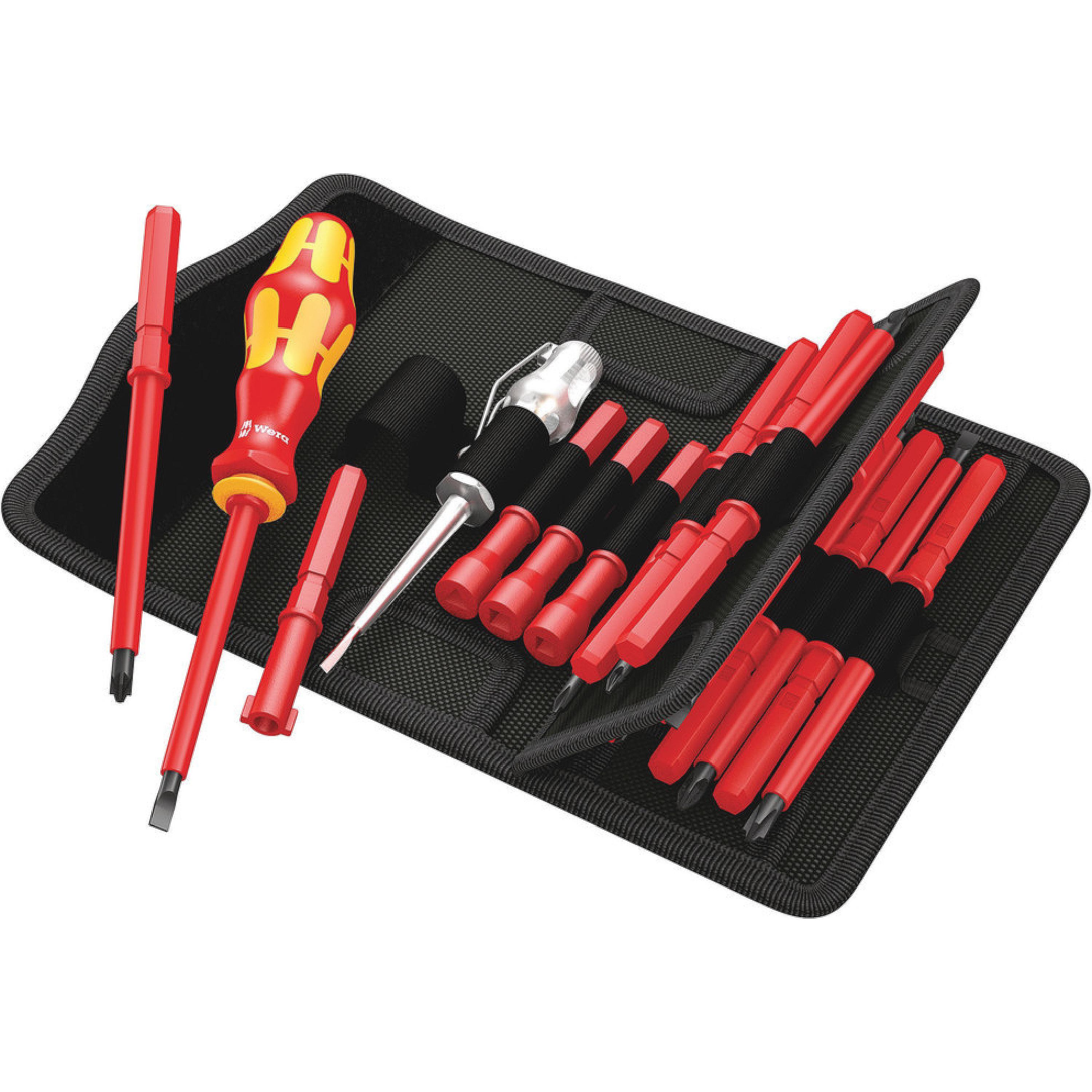 WERA Kraftform Kompakt VDE 18 Universal 1 screwdriver handle with VDE interchangeable blades in ...