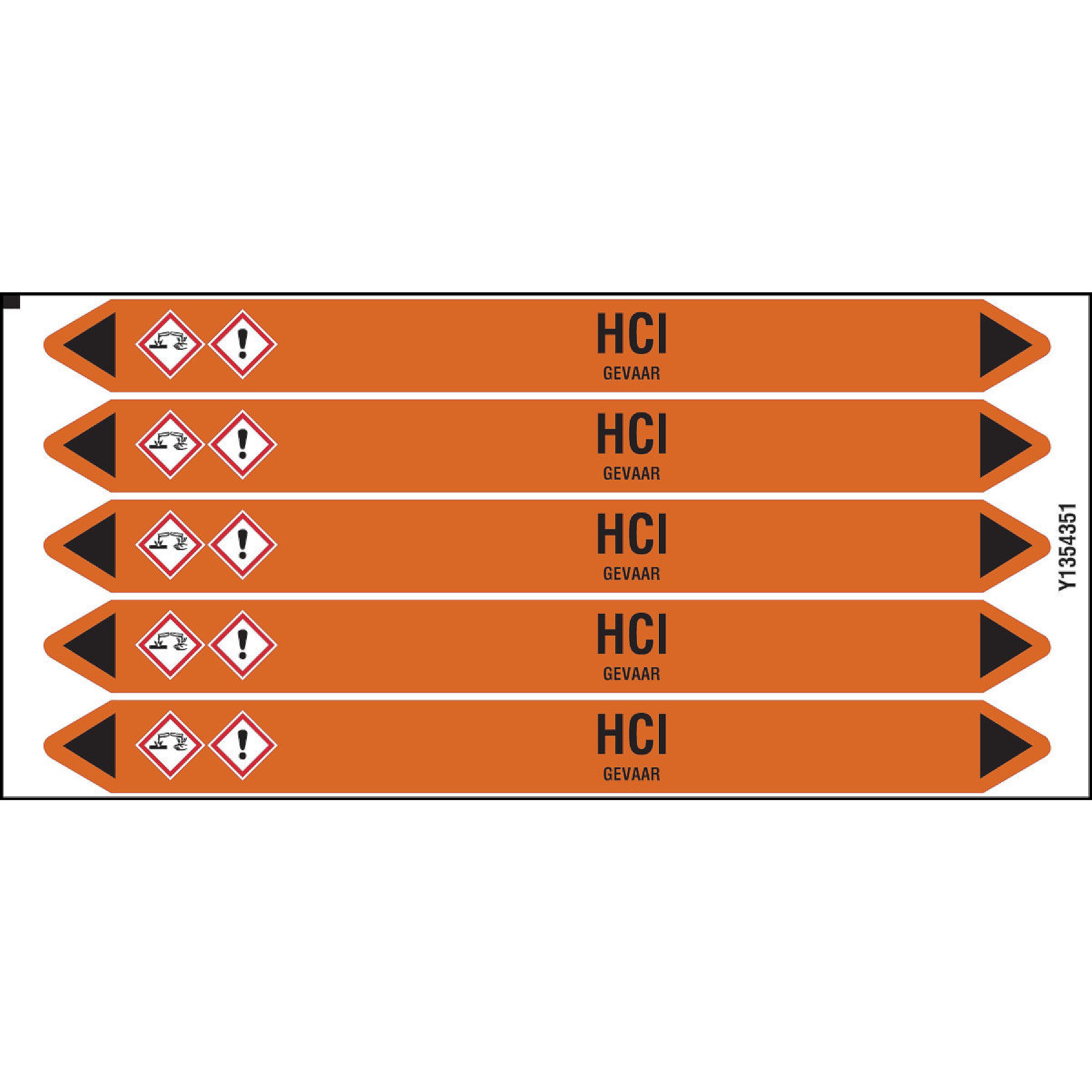 BRADY N006497 pipe marker for HCL, with perforated arrows, with ...