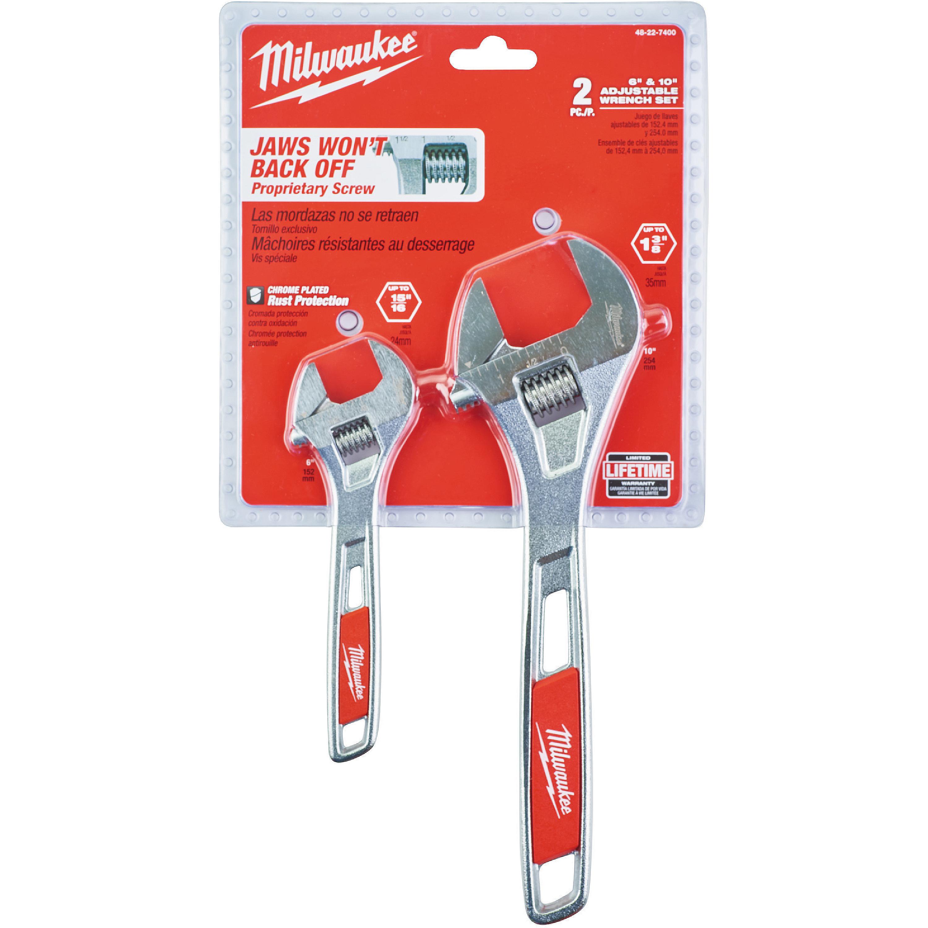 MILWAUKEE 48227400 adjustable spanner set 150/250mm 2-piece | Klium