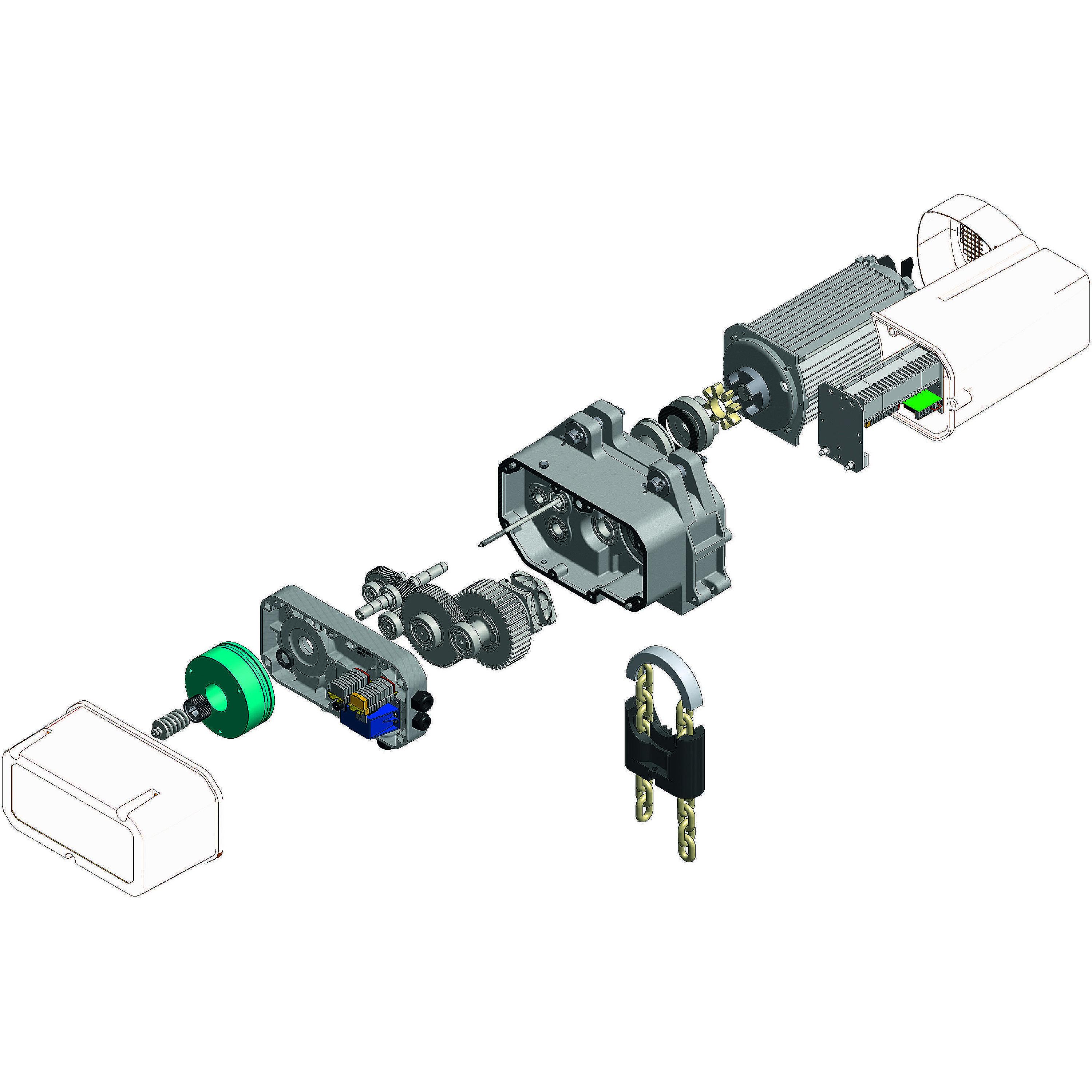 REMA SR030/52 electric chain hoist 400V/24V controlled 1 tonne, with ...