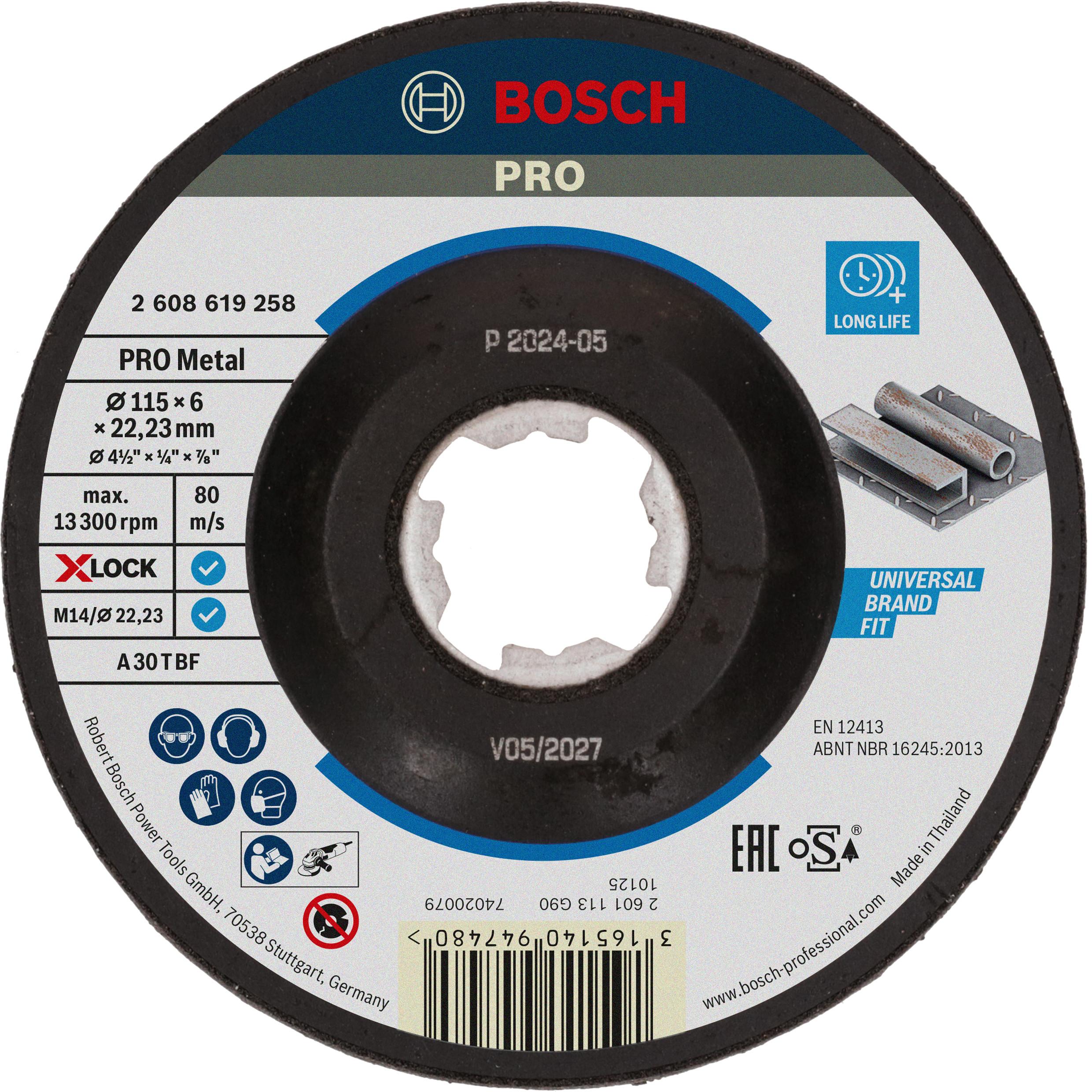 BOSCH 2608619258 X-LOCK grinding disc Expert for Metal 115x6x22.23mm ...