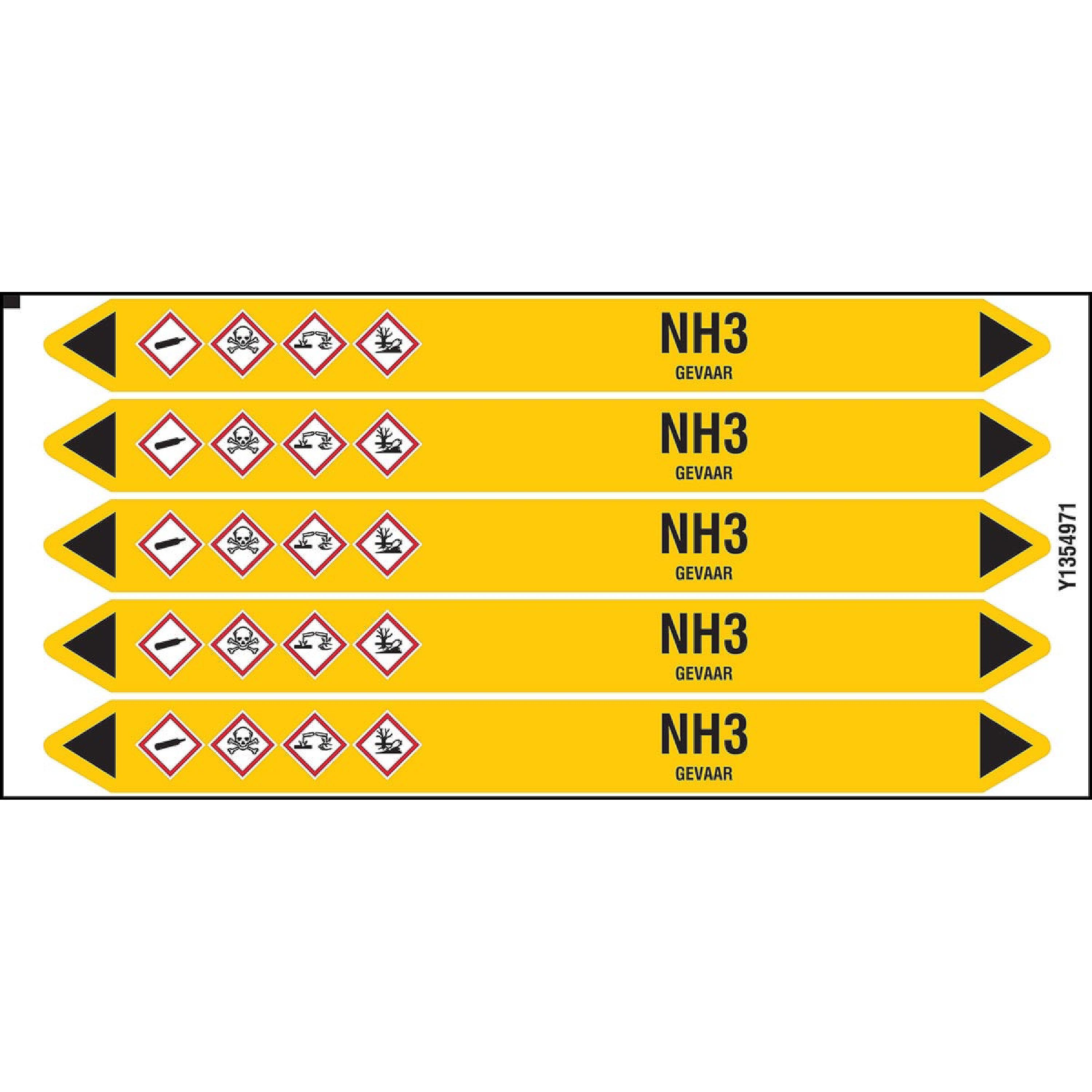 BRADY N004421 pipe marker for NH3, with perforated arrows, with ...