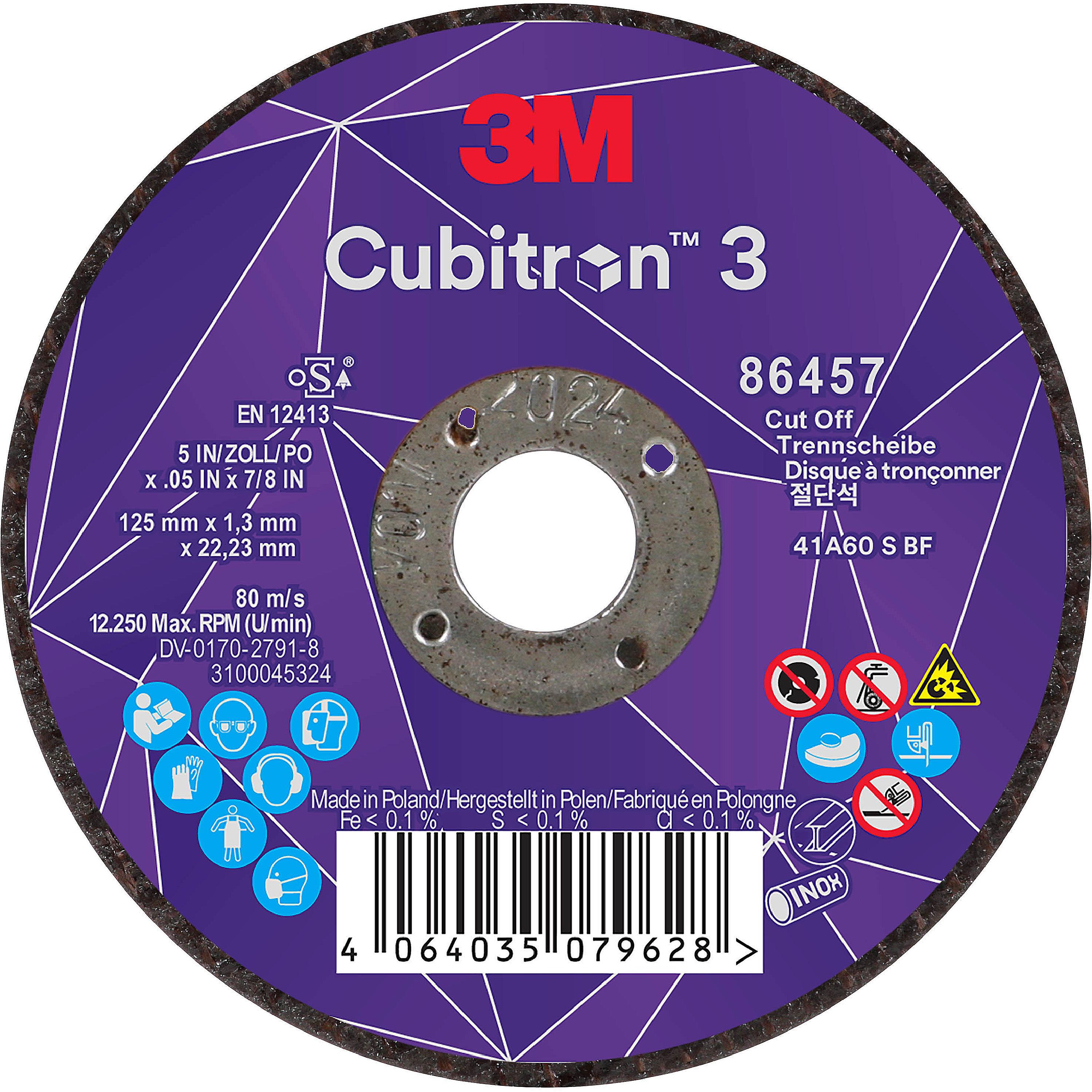 3M - CUBITRON III 86457 disque à tronçonner 125 x 1,3 x 22,23 mm, grain ...