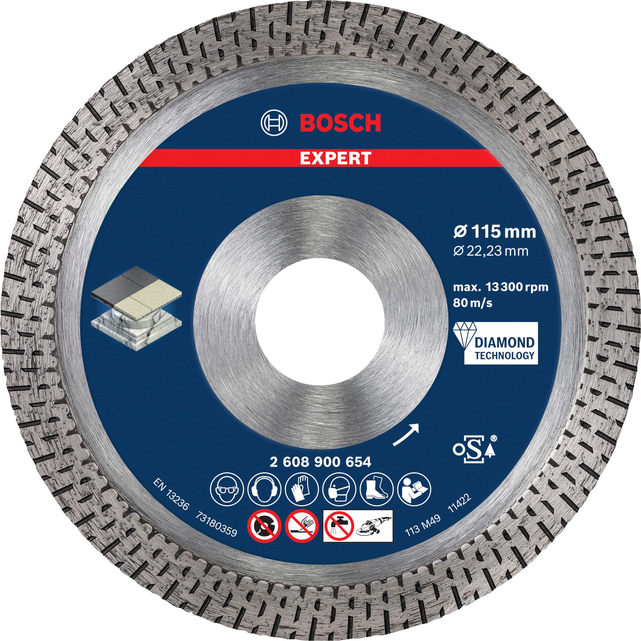BOSCH 2608900654 EXPERT HardCeramic diamond cutting disc 115 x 22.23 x ...