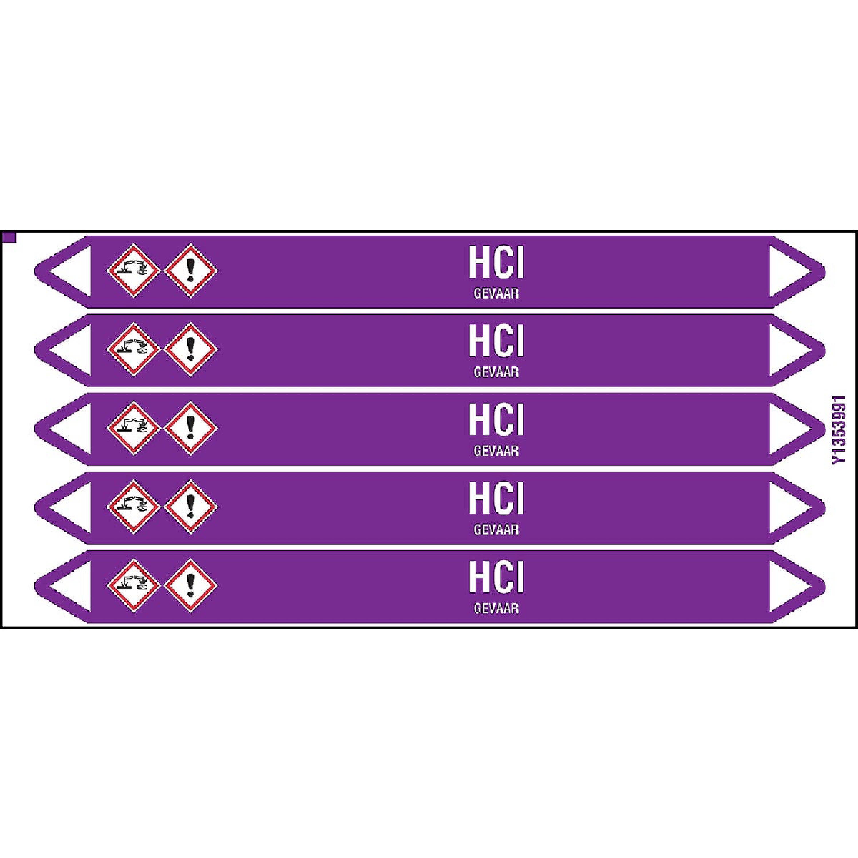 BRADY N006798 pipe marker for HCL, with perforated arrows, with ...
