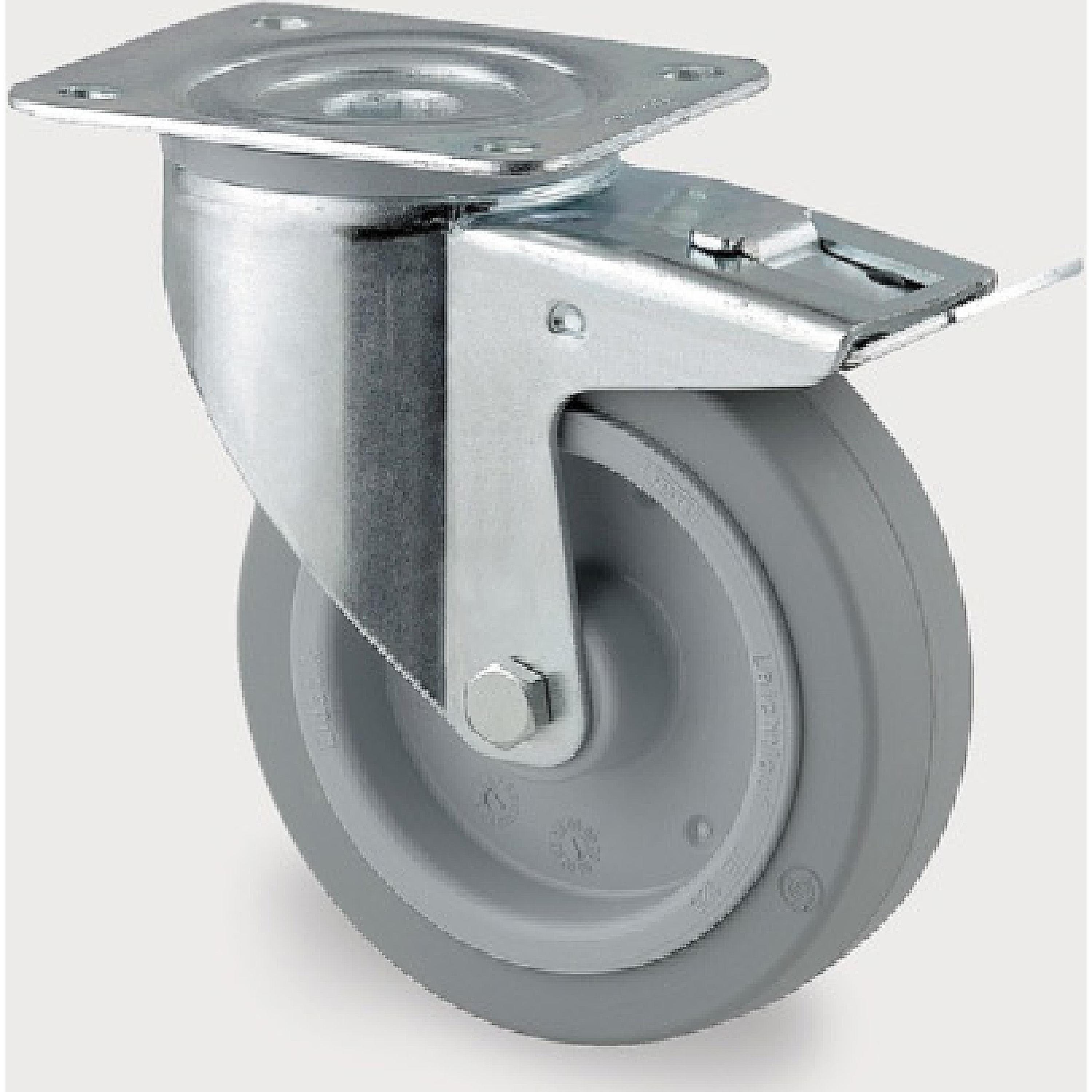 TENTE 3477-UFR-200-P63 swivel castor with brake nylon/rubber 200 mm max ...