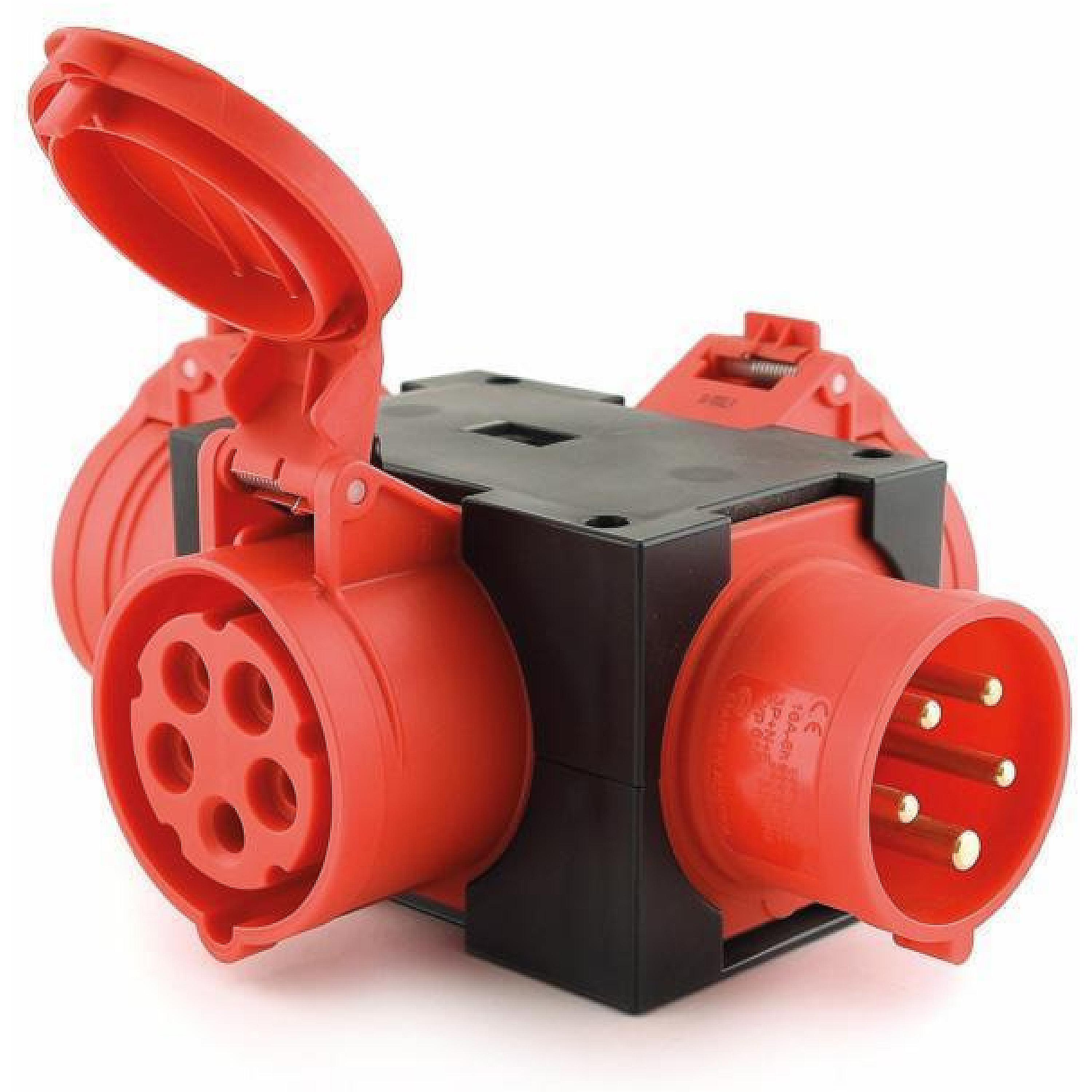 LUMX LM 46120 CEE distribution box In 400V 16A 5P Out 3x 400V 16A 5P ...