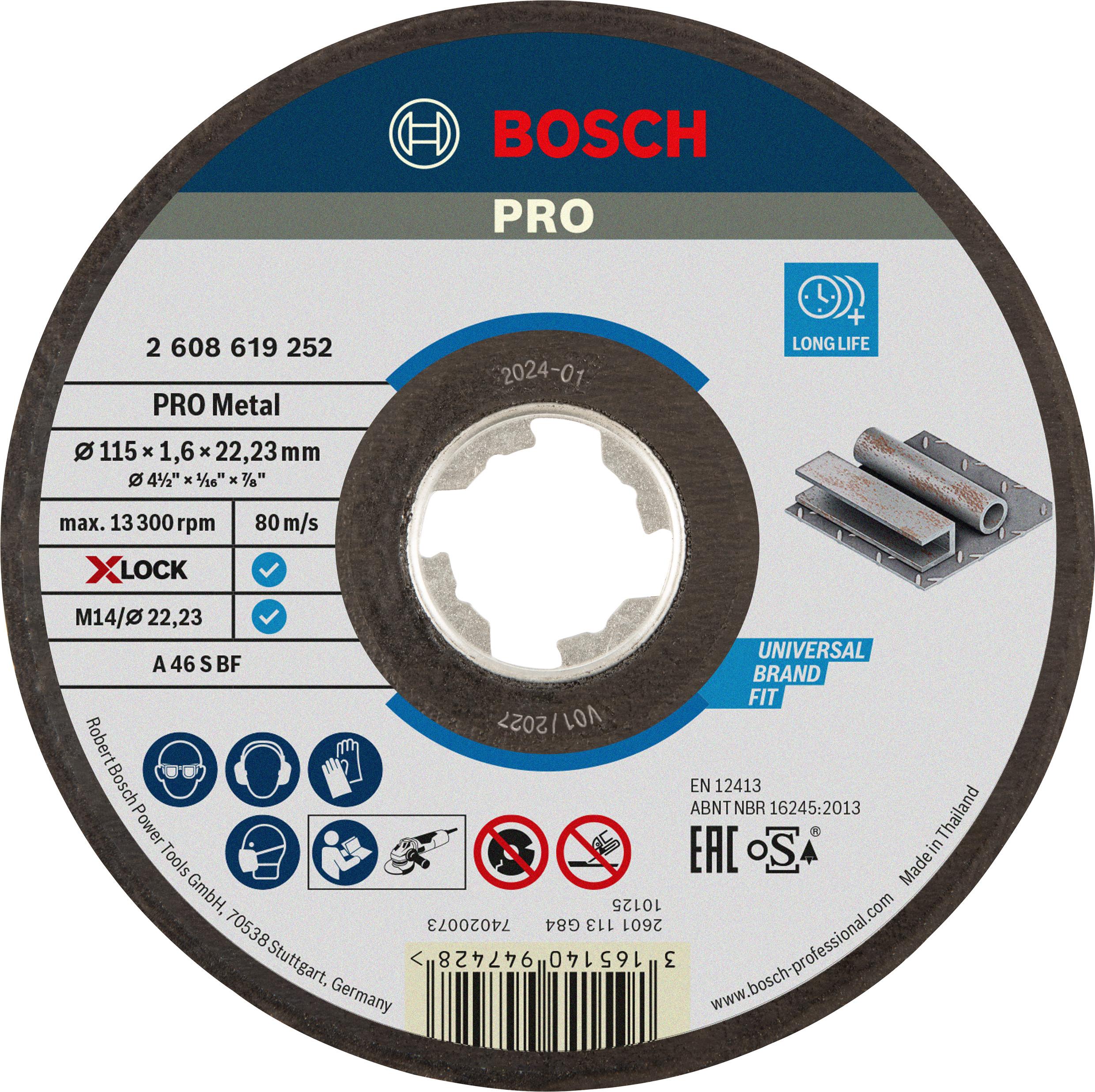 BOSCH 2608619252 X-LOCK grinding disc straight Expert for Metal 115x1 ...