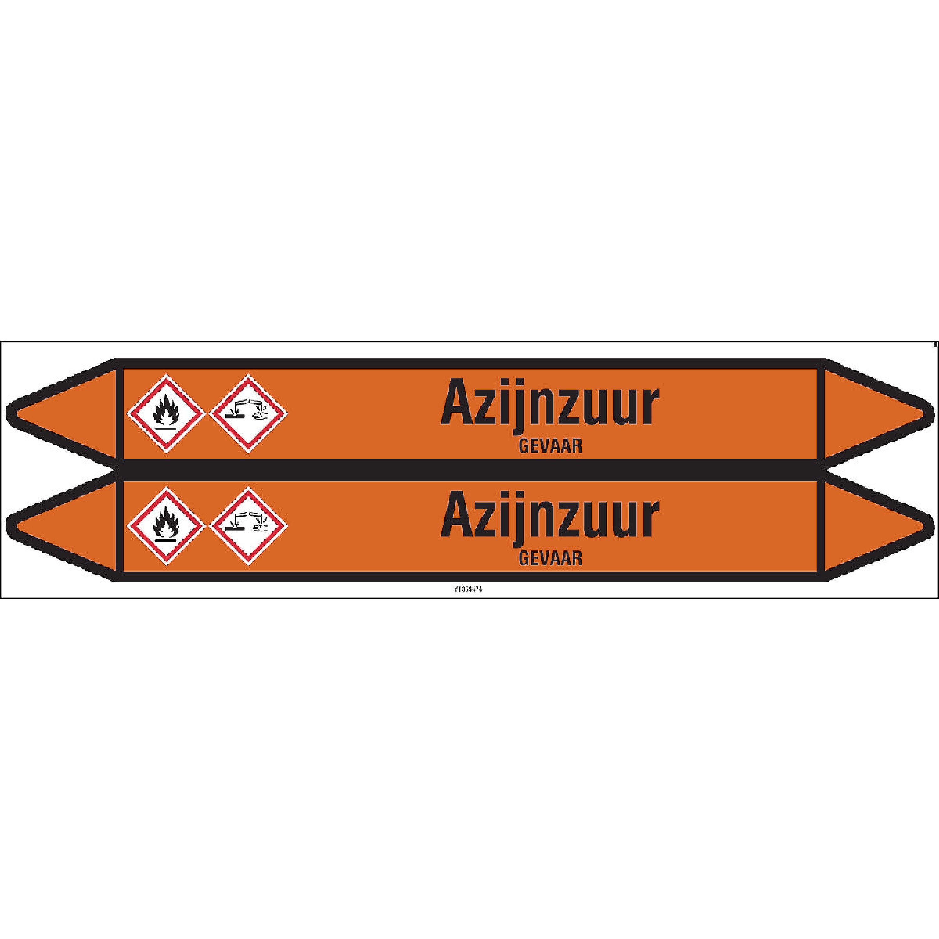 BRADY N006425 pipe marker for acetic acid, with perforated arrows, with ...