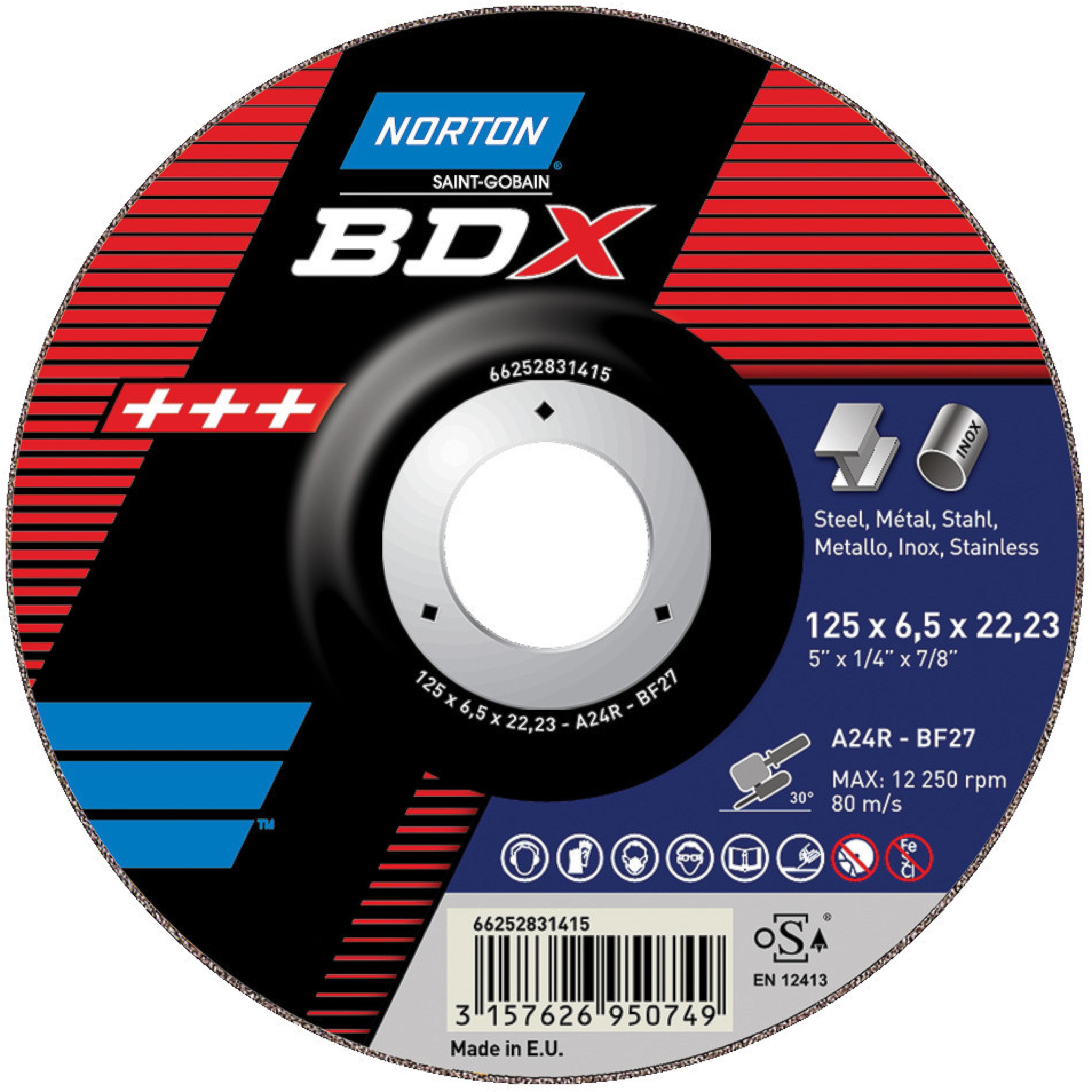 NORTON 66252831431 grinding disc BDX steel stainless steel A24R 180x6 ...