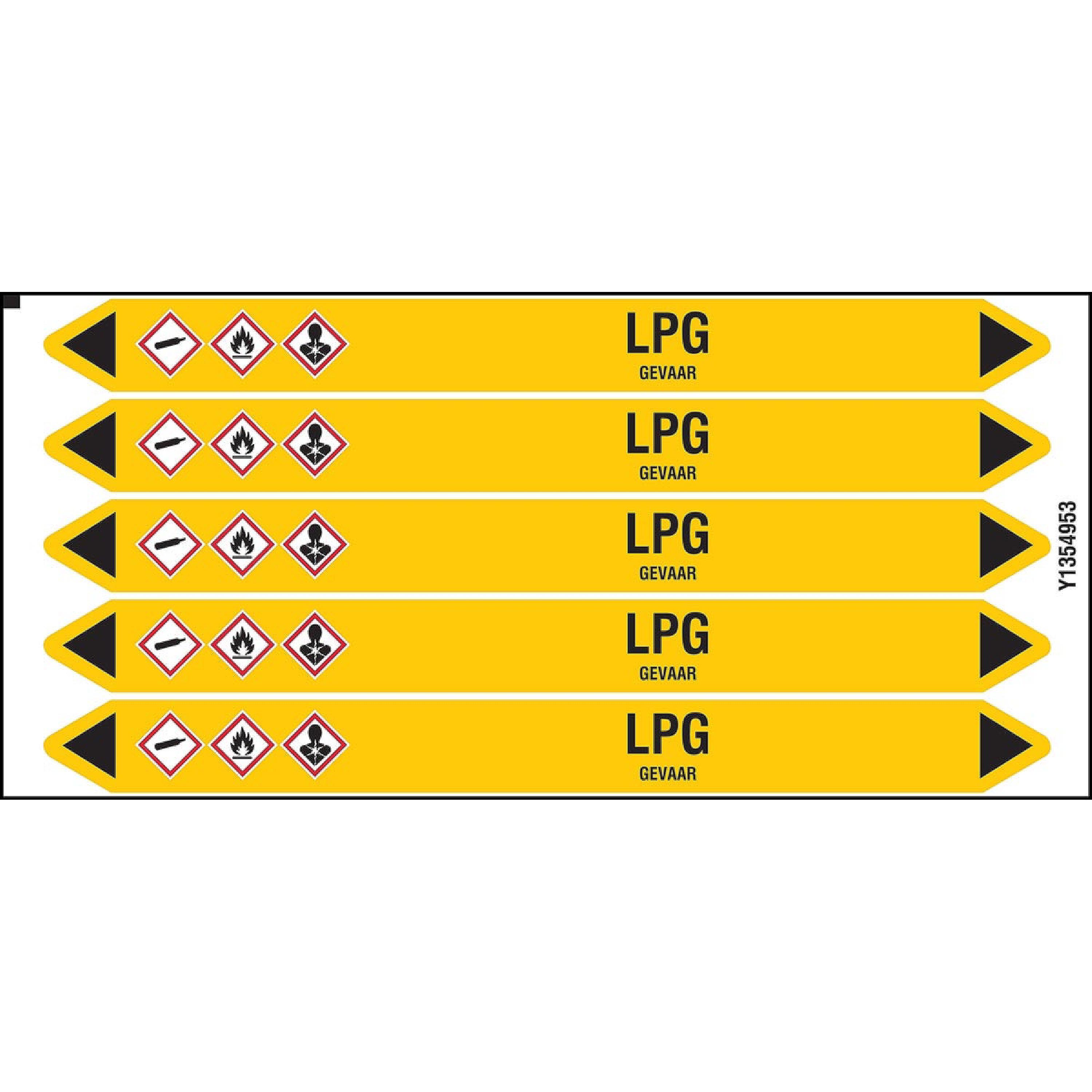 BRADY N004381 pipe marker for LPG, with perforated arrows, with ...
