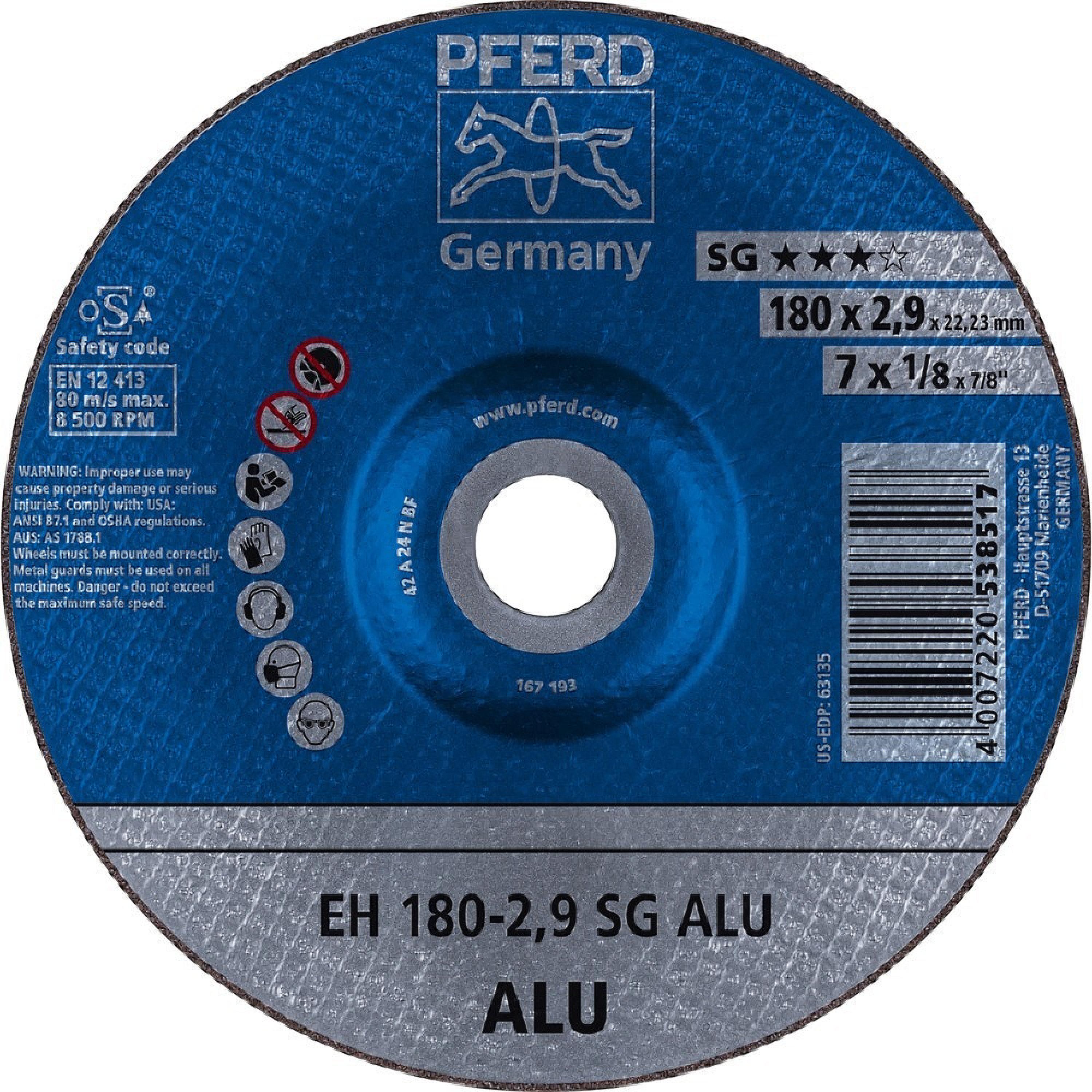 PFERD 61323323 cut-off wheel EH 180x2,9x22,23 mm performance line SG ...