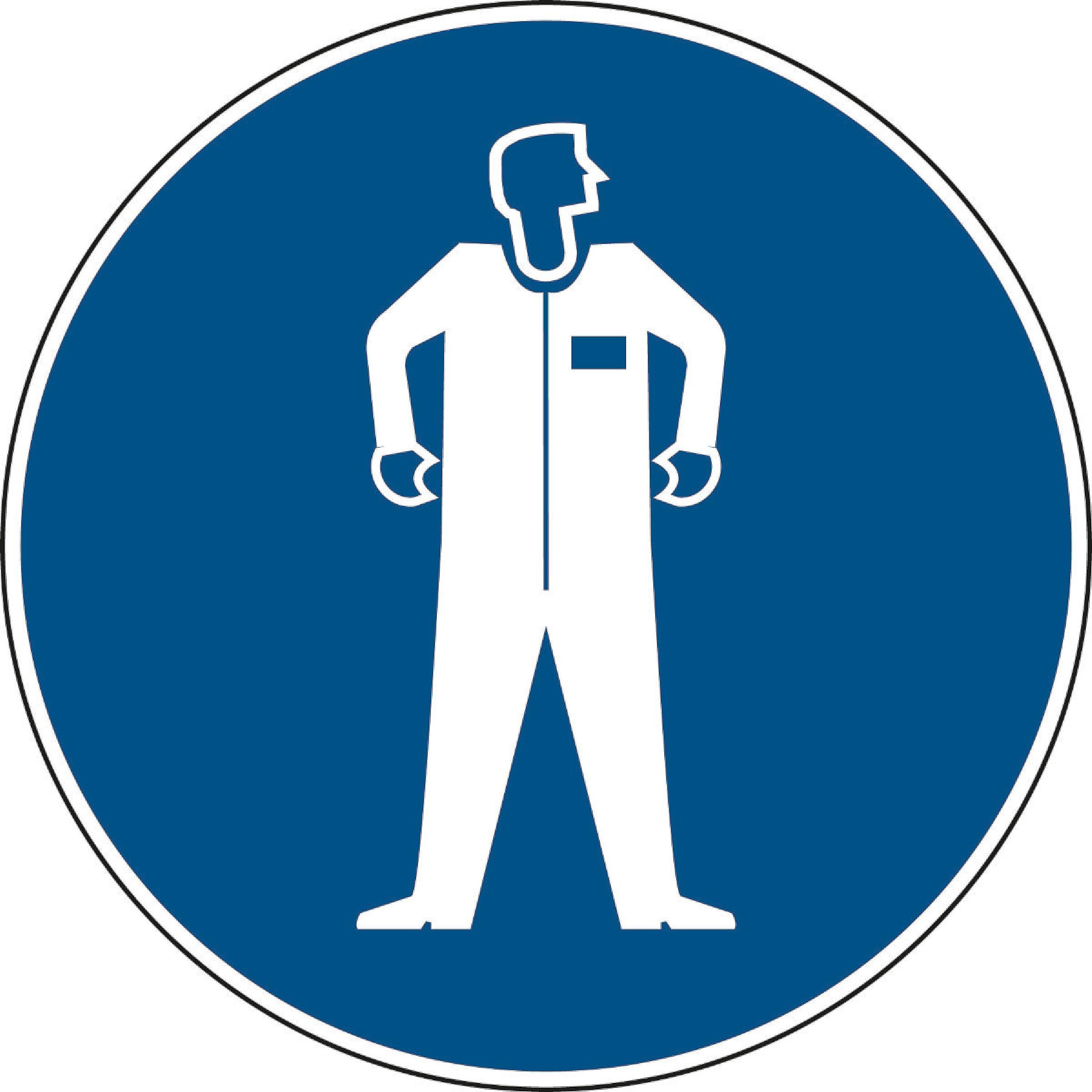 BRADY 803644 warning pictogram - safety suit mandatory, 100 mm | Klium