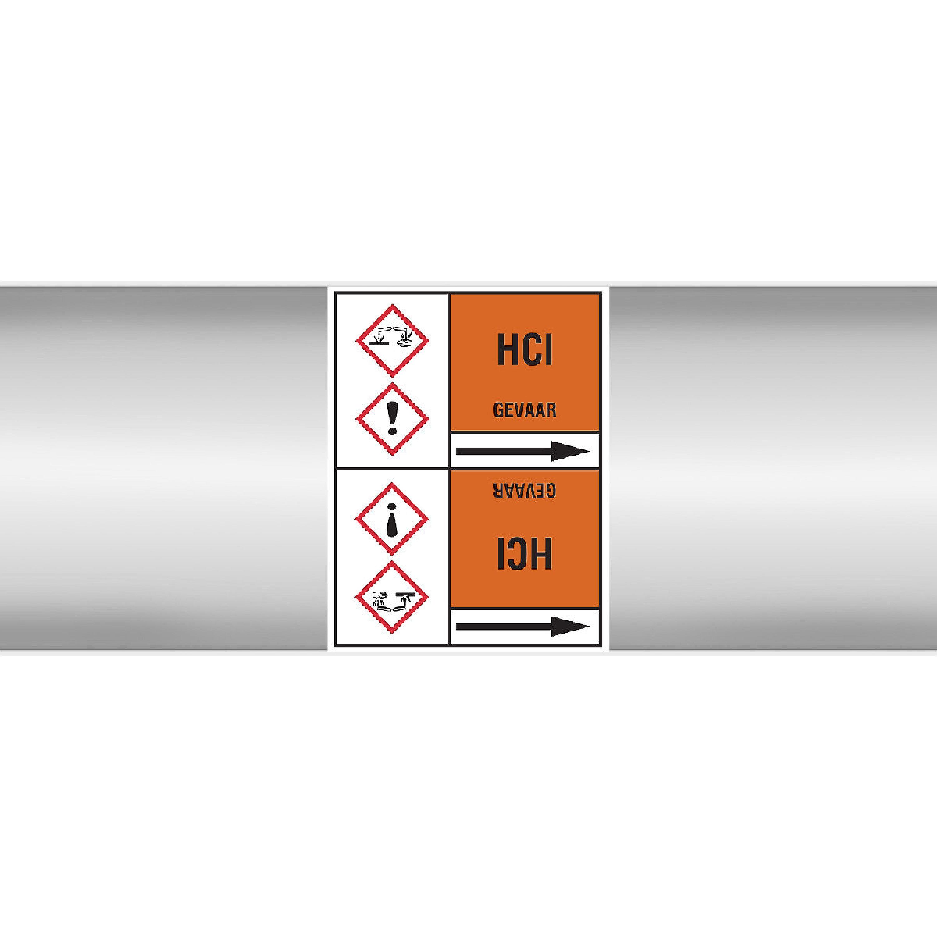 BRADY N006502 pipe marker for HCL, with pictogram 33 m x 127 mm x 150 ...