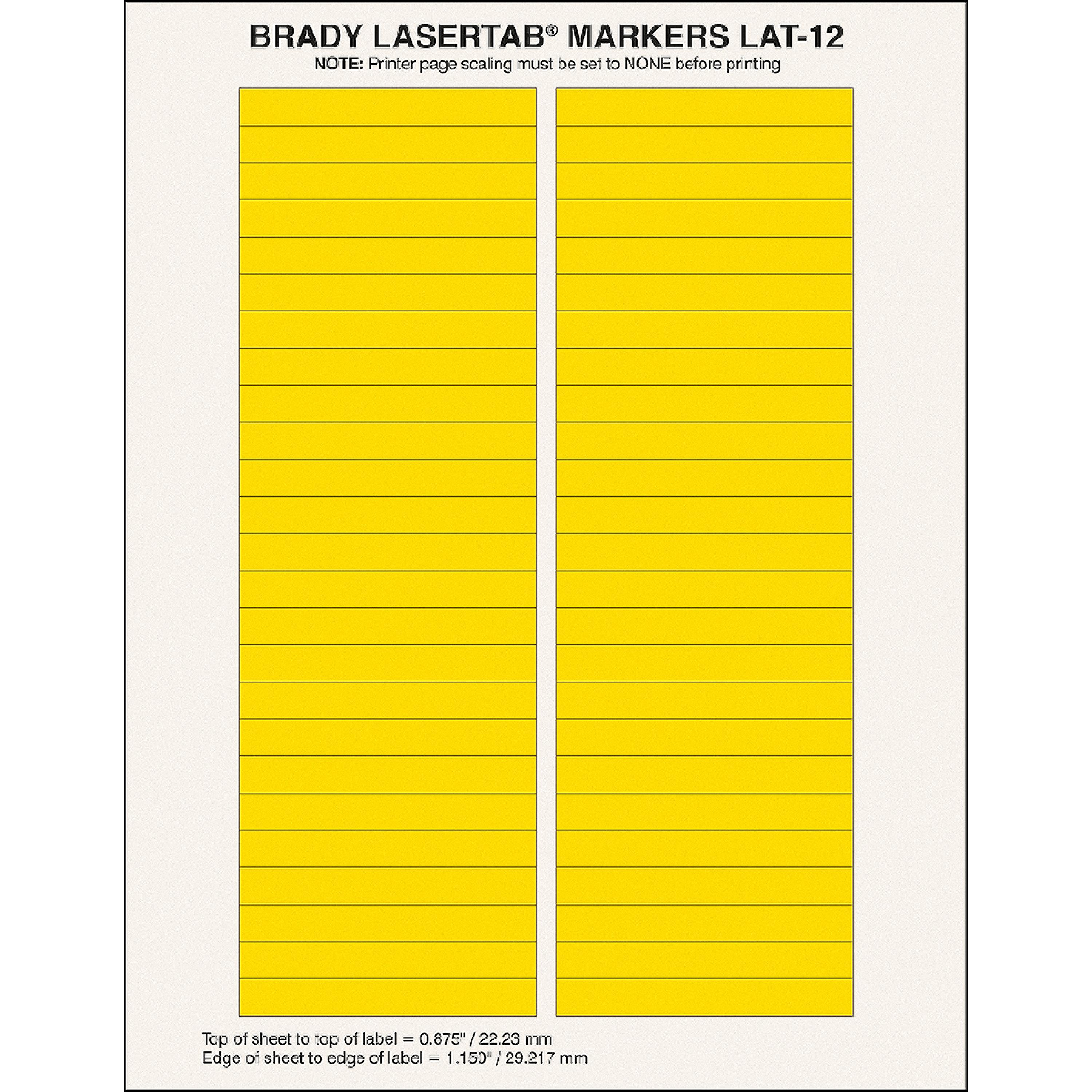 BRADY LAT-12-747YL-2.5 LaserTab printable labels for laser printers ...