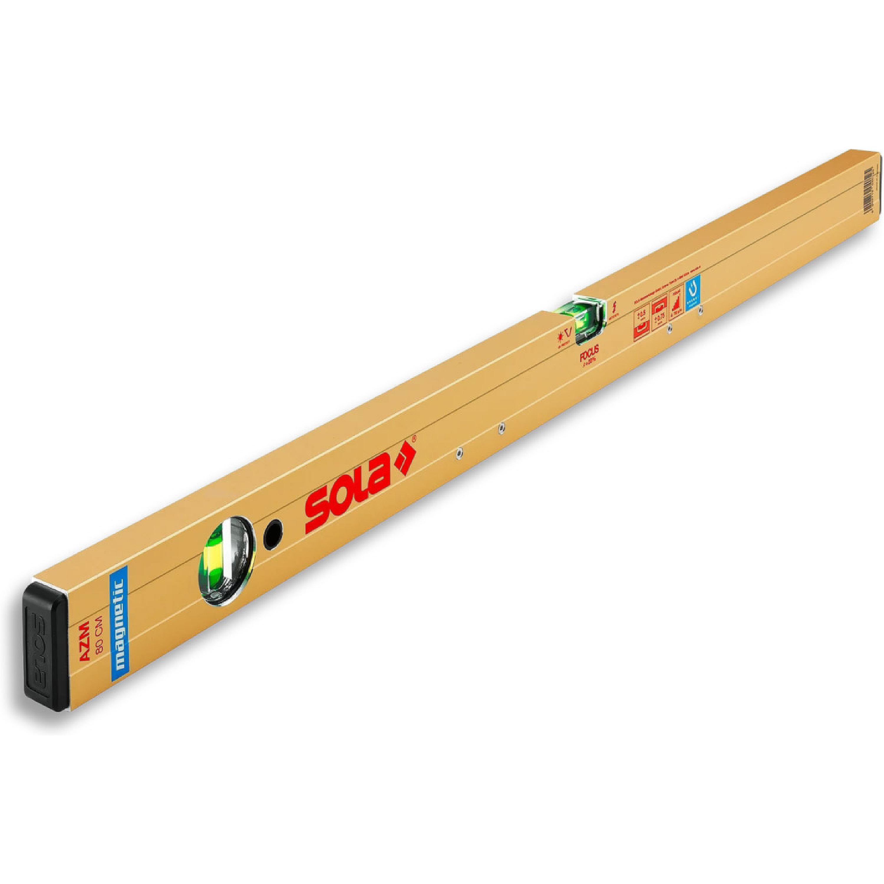 SOLA AZM 80 aluminium magnetic tube profile spirit level gold 80 cm ...