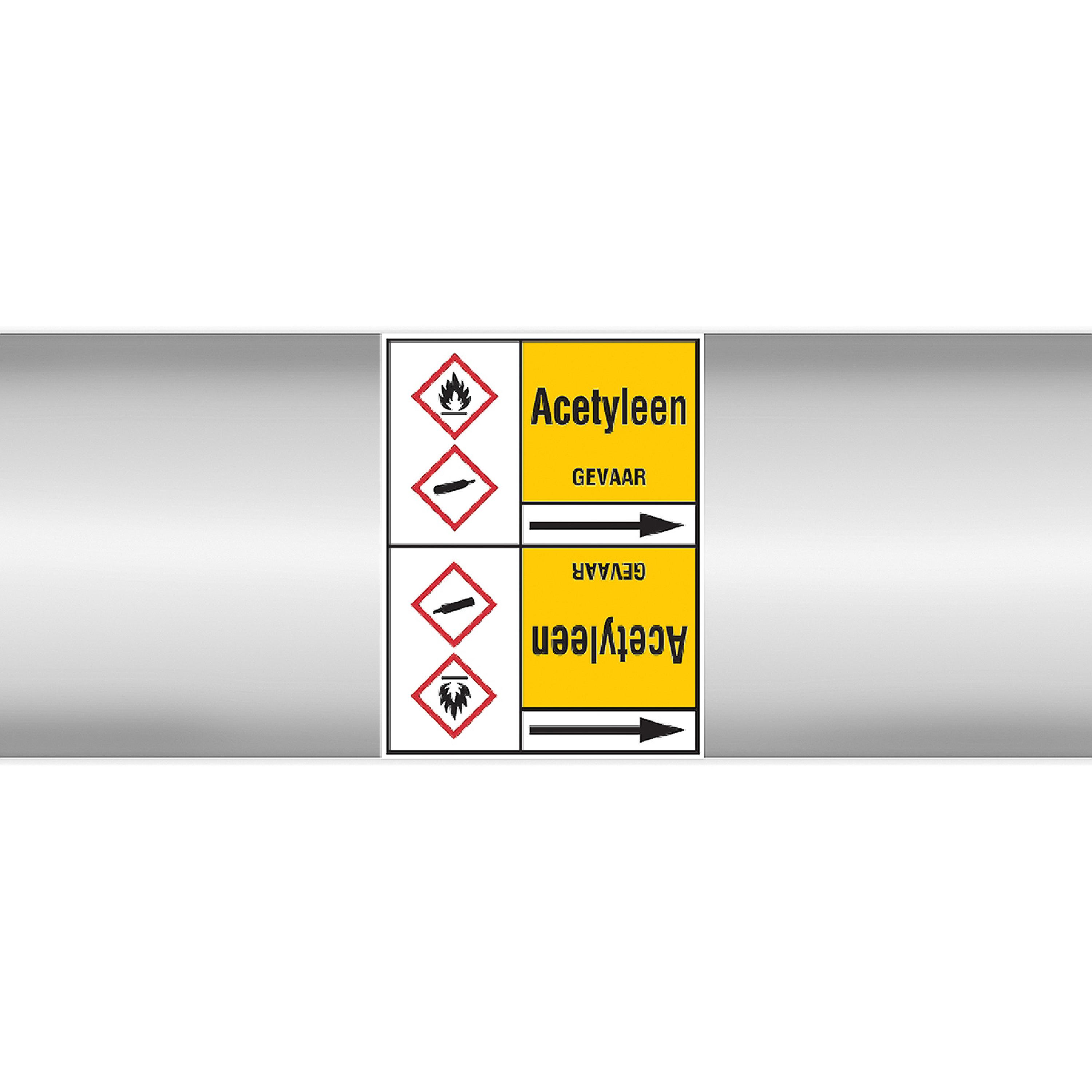 BRADY N004066 pipe marker for acetylene, with pictogram 33 m x 127 mm x ...